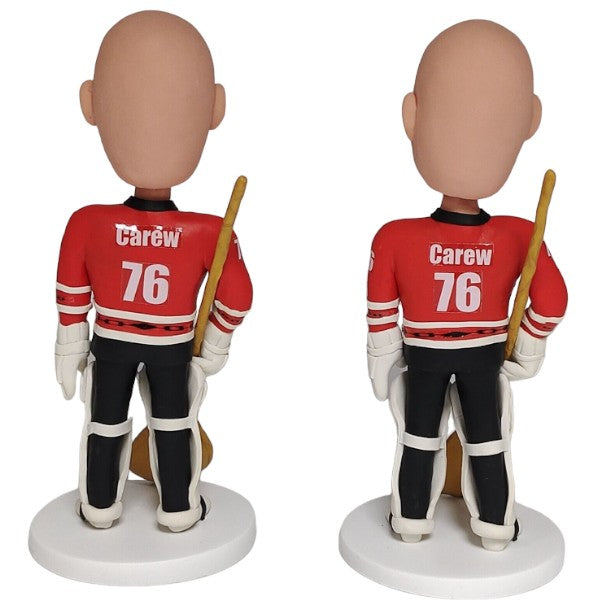 Custom Hockey Goalie Bobblehead with stick – Bobbleheadscustom.ca