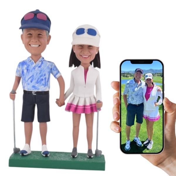 Customized Golf Couple golfing Bobblehead from your photo ...